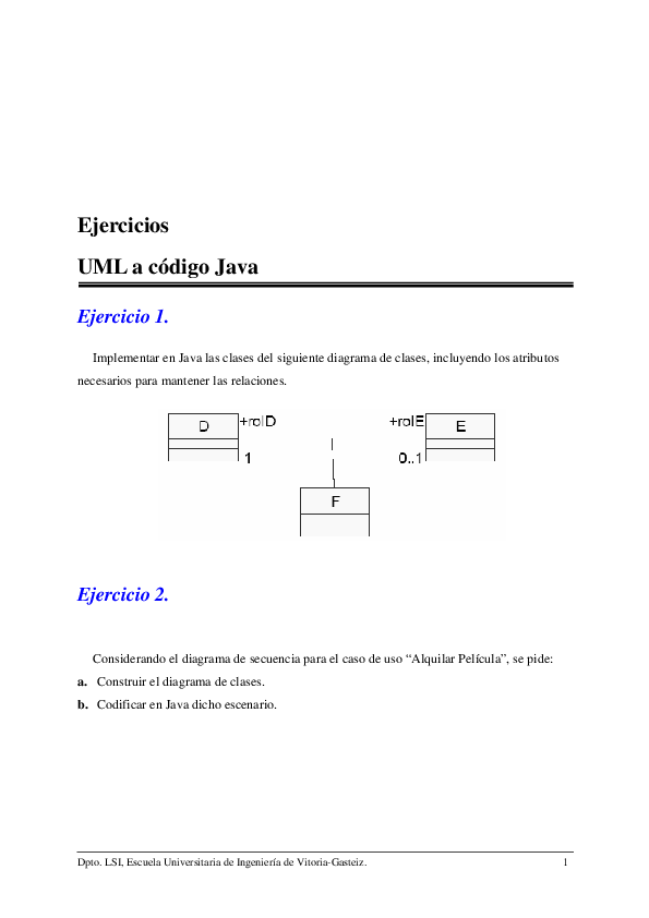 (PDF) Ejercicios UML a código Java Ejercicio 1