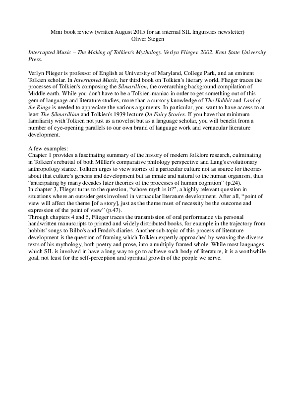 (PDF) Review of: Interrupted Music, by Verlyn Flieger