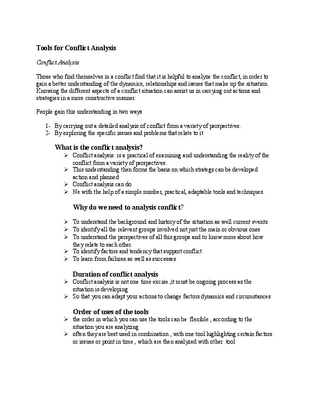 Doc Tools For Conflict Analysis