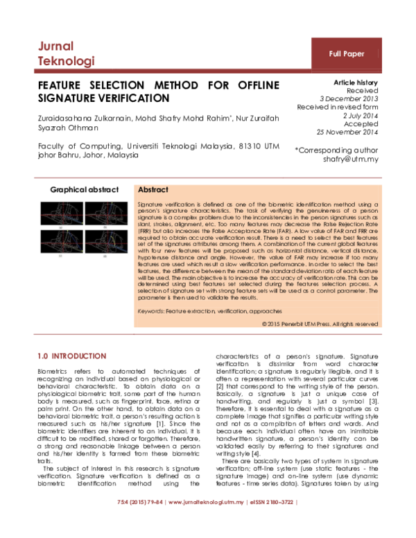 Pdf Feature Selection Method For Offline Signature Verification 4216