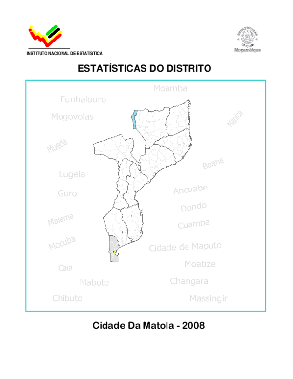 Estatísticas do Distrito de Cidade Da Matola INSTITUTO NACIONAL DE ...
