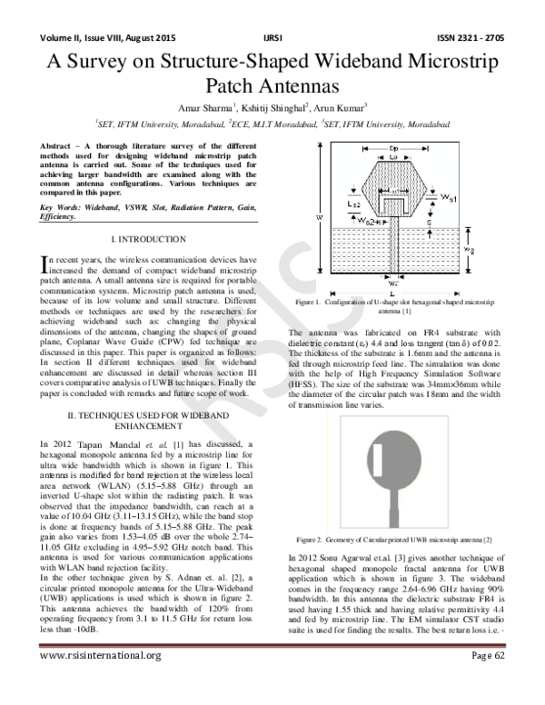(PDF) A Survey on Structure-Shaped Wideband Microstrip Patch Antennas