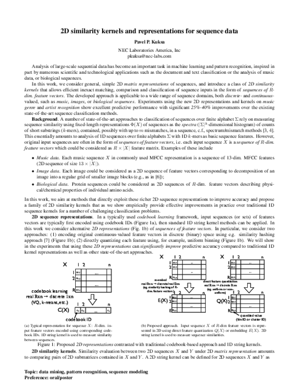 (PDF) 2D similarity kernels and representations for sequence data