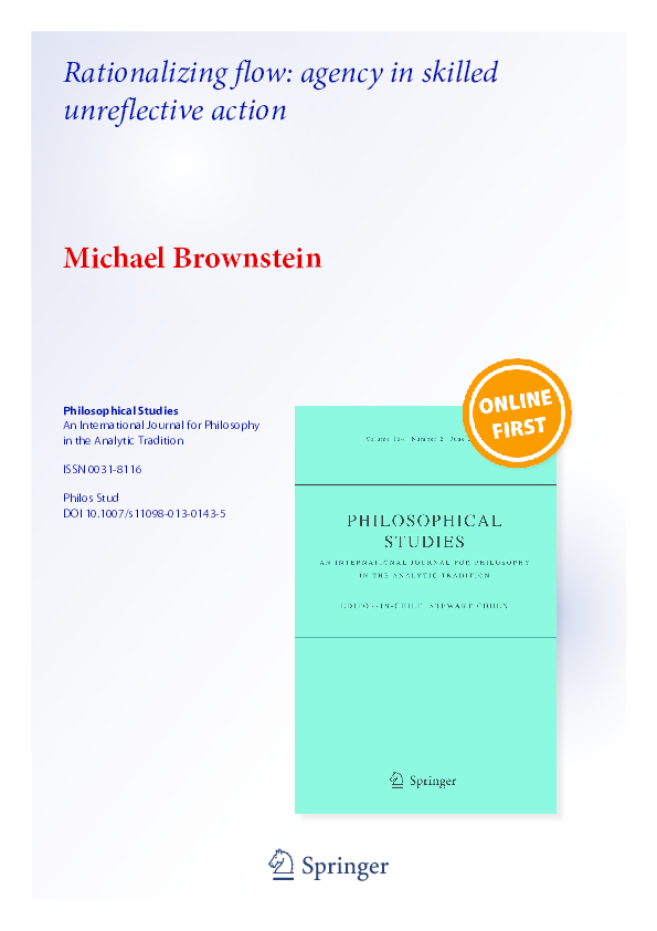 (PDF) Rationalizing Flow: Agency in Skilled Unreflective Action