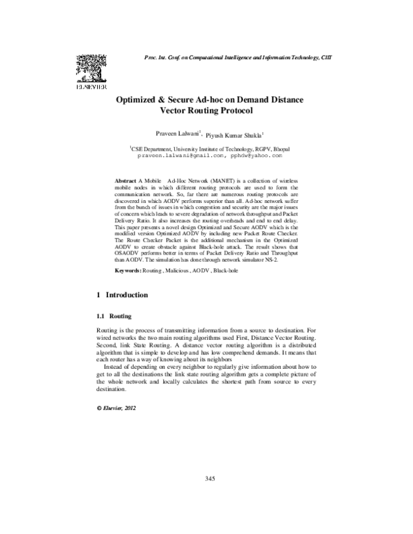 Pdf Optimized And Secure Ad Hoc On Demand Distance Vector Routing Protocol