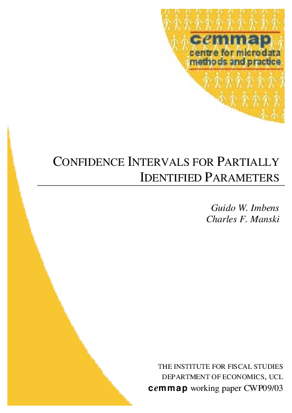 (PDF) Confidence intervals for partially identified parameters
