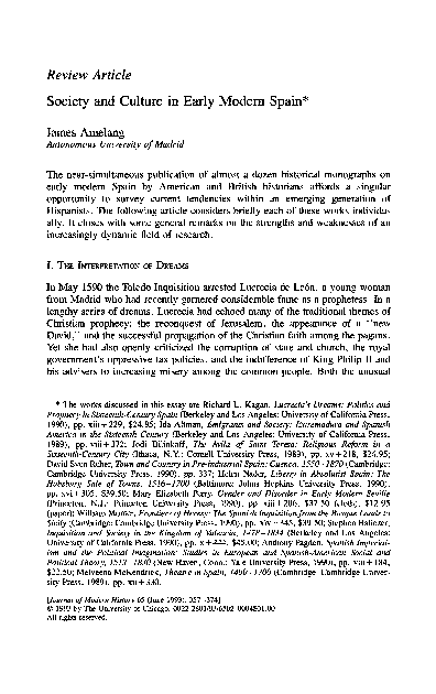 (PDF) "Society and Culture in Early Modern Spain: A Review Essay ...
