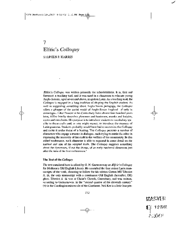 (PDF) Aelfric's Colloquy