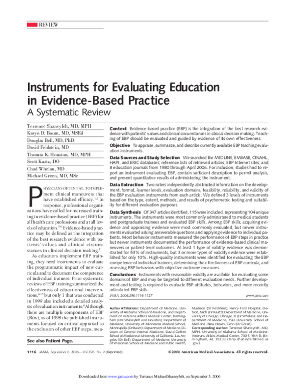 (PDF) Instruments for Evaluating Education in Evidence-Based Practice A ...