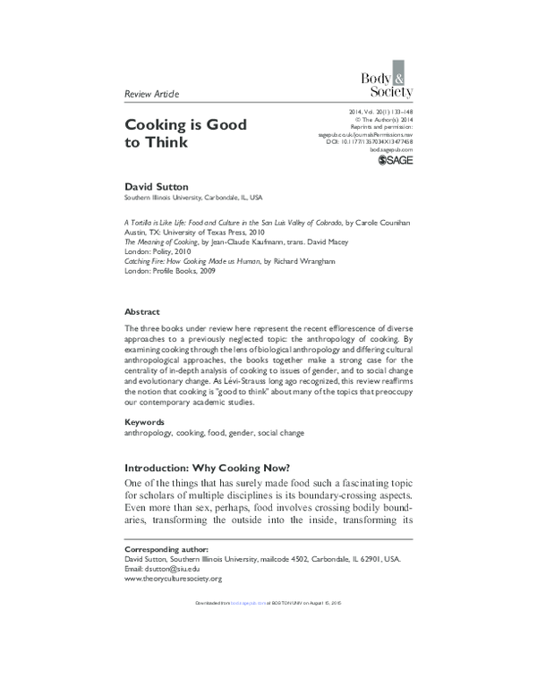 (PDF) Cooking is Good to Think