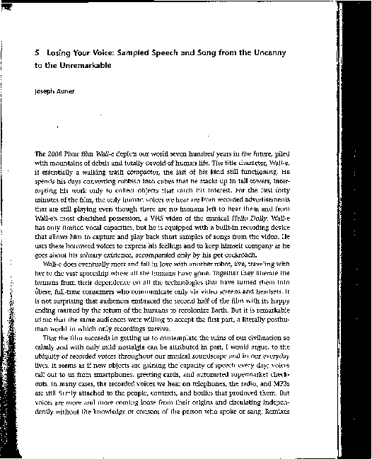 (PDF) Auner, "Losing your voice: Sampled Speech and Song from the ...