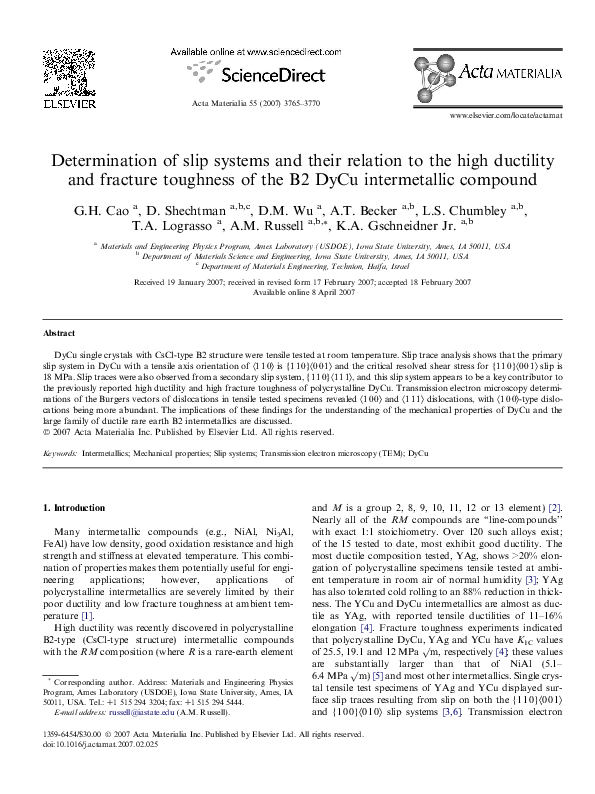 (PDF) Determination of slip systems and their relation to the high ...