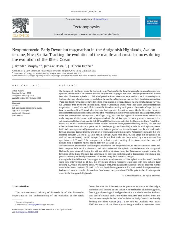 (PDF) Neoproterozoic–Early Devonian magmatism in the Antigonish ...
