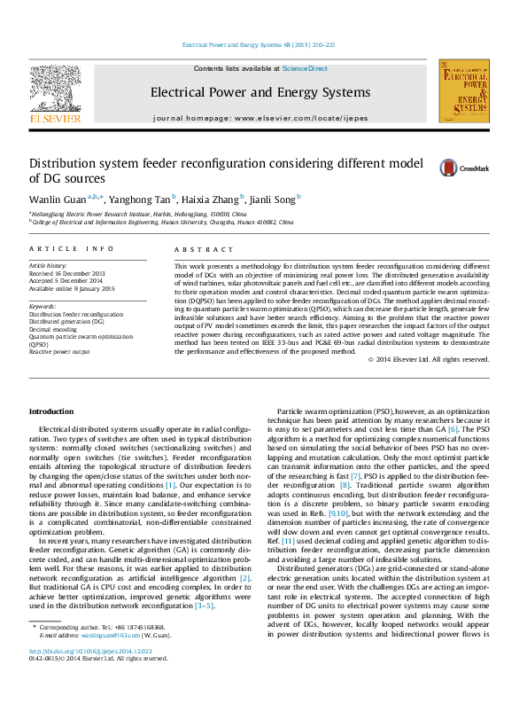 Pdf Distribution System Feeder Reconfiguration Considering Different
