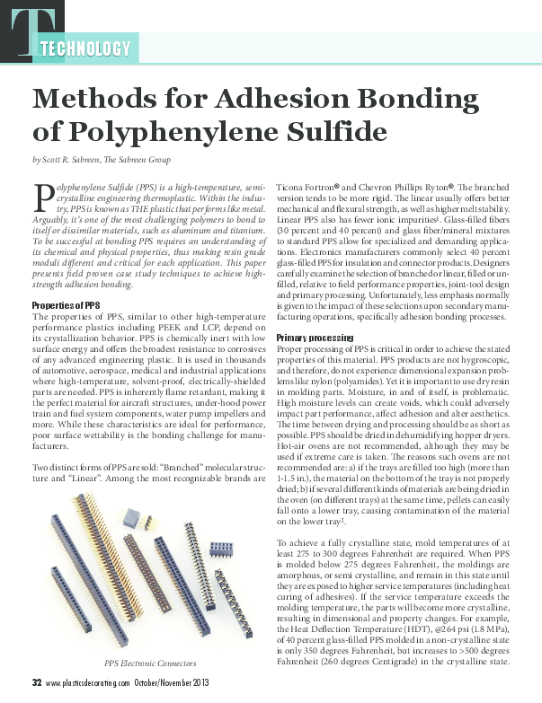 (PDF) Methods for Adhesion Bonding of Polyphenylene Sulfide (PPS)