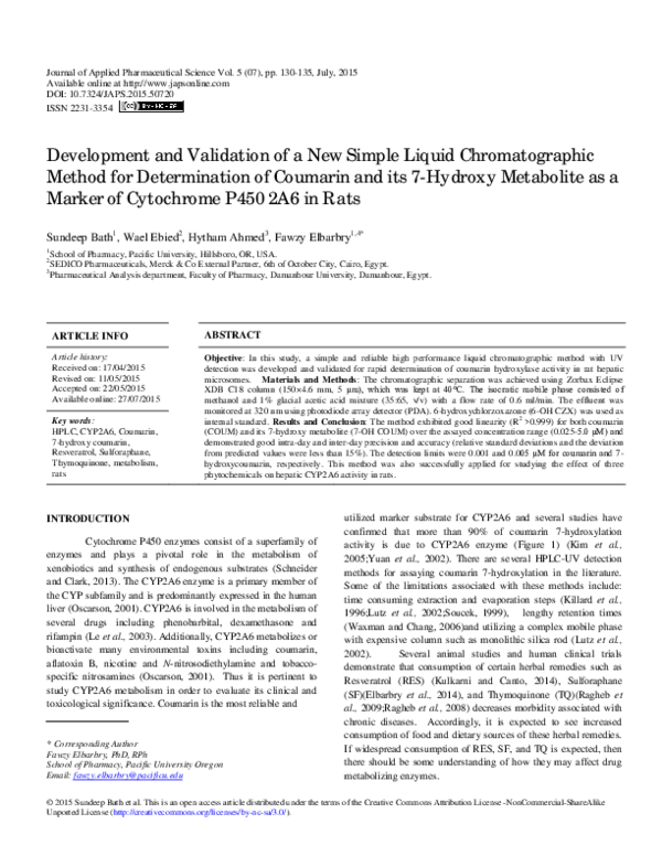 (PDF) Development and Validation of a New Simple Liquid Chromatographic Method for Determination ...