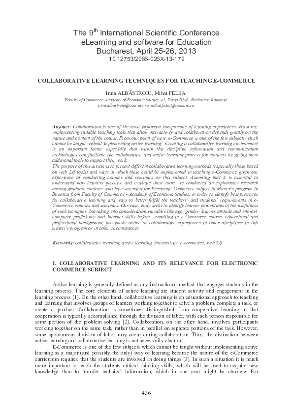 (PDF) COLLABORATIVE LEARNING TECHNIQUES FOR TEACHING E-COMMERCE