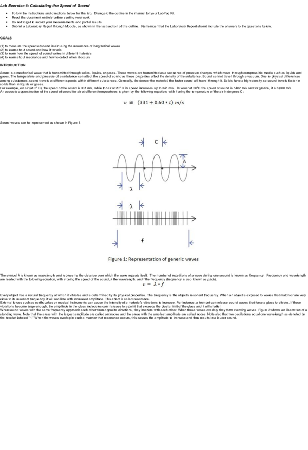 (DOC) ab Exercise 6: Calculating the Speed of Sound
