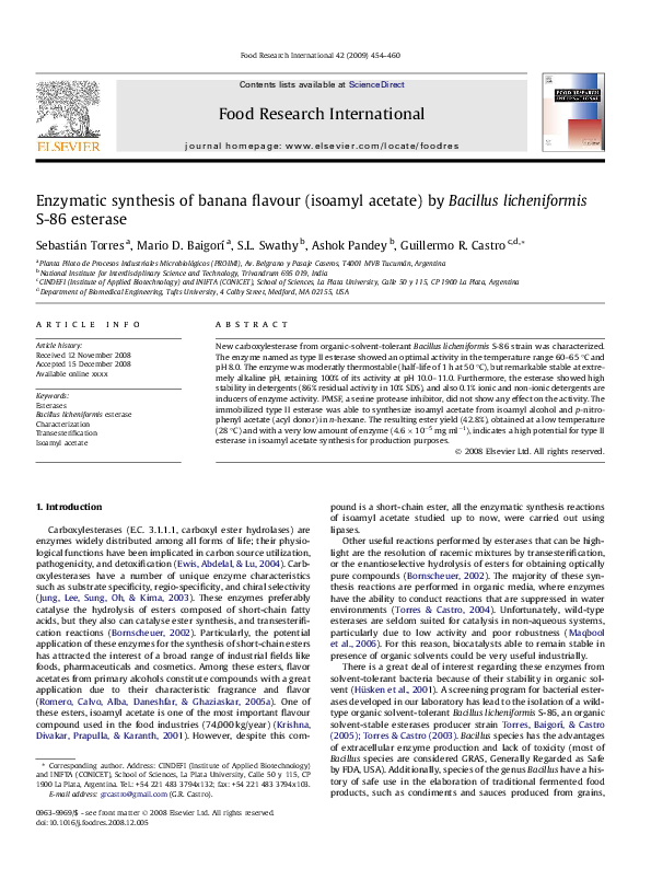 (PDF) Enzymatic synthesis of banana flavour (isoamyl acetate) by ...