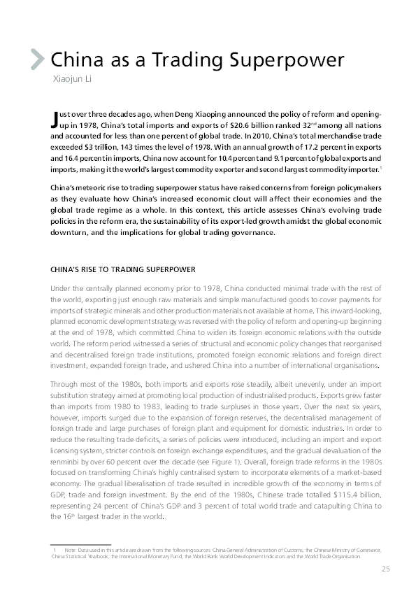 (PDF) China as a Trading Superpower