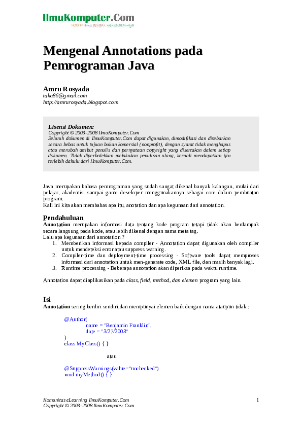 (PDF) Mengenal Annotations pada