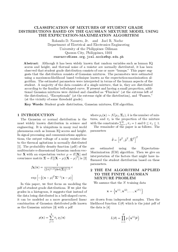 (PDF) Classification of Mixtures of Student Grade Distributions Based on the Gaussian Mixture ...