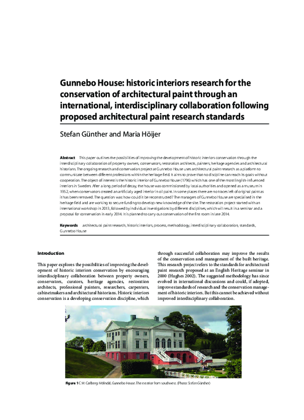 (PDF) "Gunnebo House: historic interiors research for the conservation ...