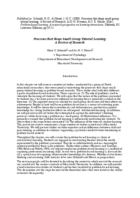 (PDF) Factors affecting small-group tutorial learning: A review of research