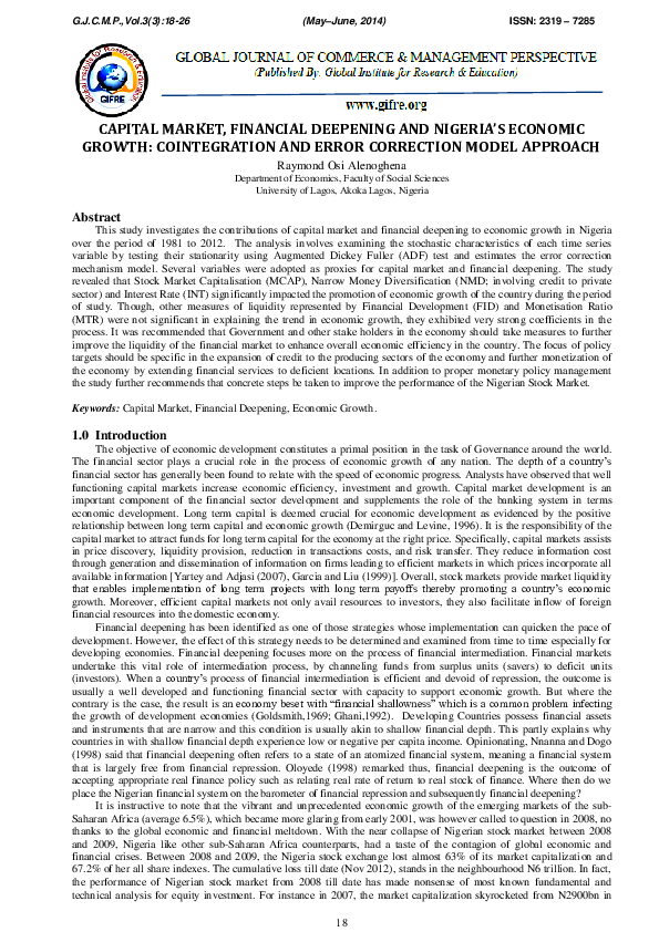 (PDF) Capital Market, Financial Deepening and Nigeria's Economic Growth ...