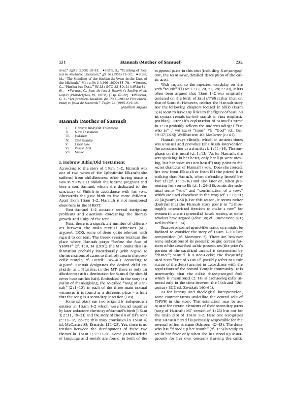 (PDF) Hannah (Mother of Samuel), Hebrew Bible / Old Testament