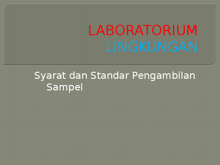 (PPT) Prosedur Teknik Sampling Air