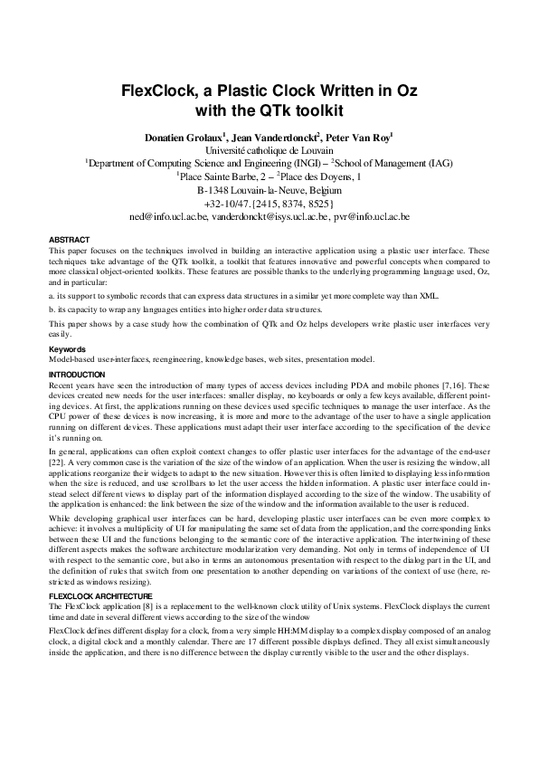(PDF) FlexClock, a Plastic Clock Written in Oz with the QTk toolkit