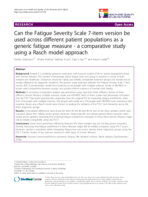 (PDF) The Silhouettes Fatigue Scale: comprehensibility and validity in ...