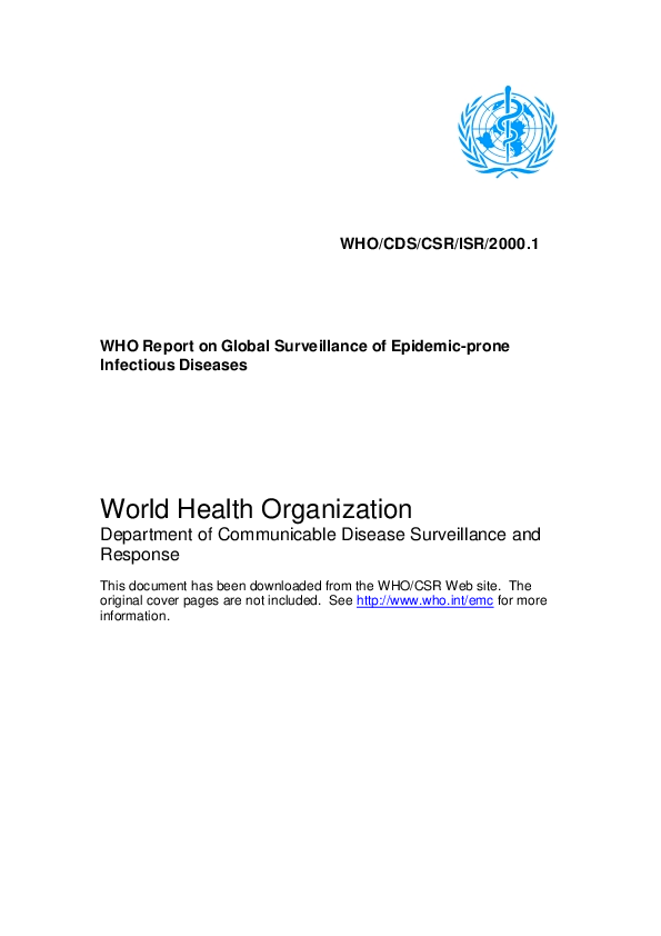 (PDF) WHO/CDS/CSR/ISR/2000.1 WHO Report on Global Surveillance of ...
