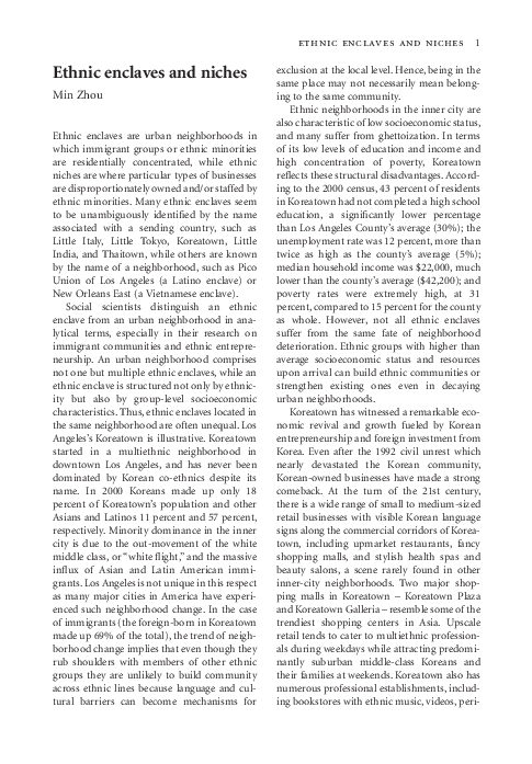(PDF) Ethnic Enclaves and Niches