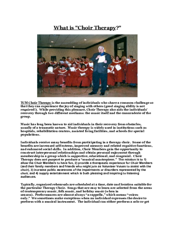 (DOC) What is "Choir Therapy?"