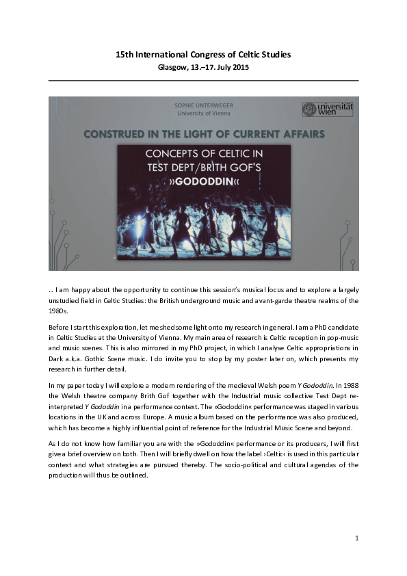 (PDF) Construed in the light of current affairs. Concepts of Celtic in ...