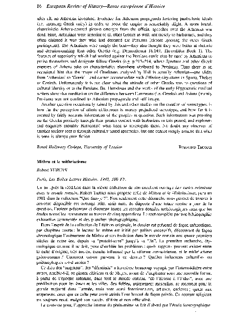 (PDF) « Robert Turcan, Mithra et le mithriacisme, Paris, 1993 », Revue ...