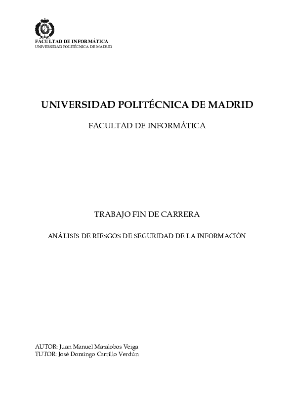 (PDF) FACULTAD DE INFORMÁTICA UNIVERSIDAD POLITÉCNICA DE MADRID ...