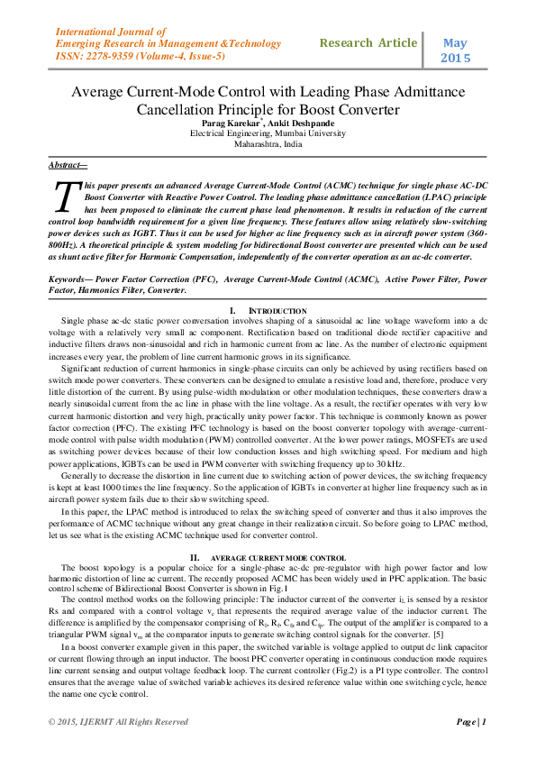 (PDF) Average Current-Mode Control with Leading Phase Admittance Cancellation Principle for ...
