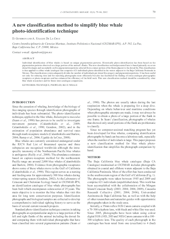 (PDF) A new classification method to simplify blue whale photo ...