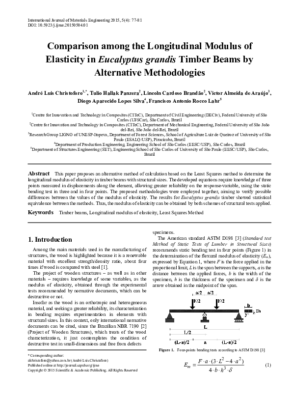(PDF) Comparison among the Longitudinal Modulus of Elasticity in ...
