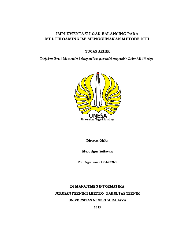 Pdf Implementasi Load Balancing Pada Multihoaming Isp Menggunakan Metode Nth Tugas Akhir