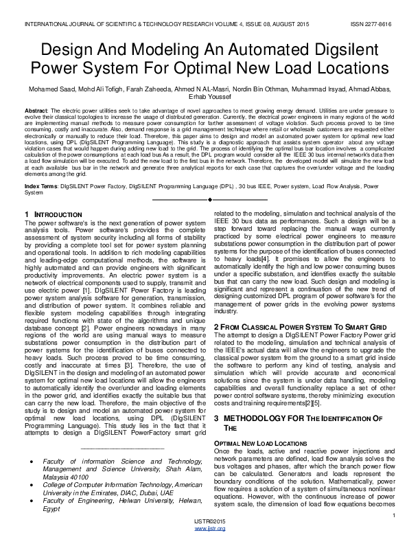 Pdf Design And Modeling An Automated Digsilent Power System For