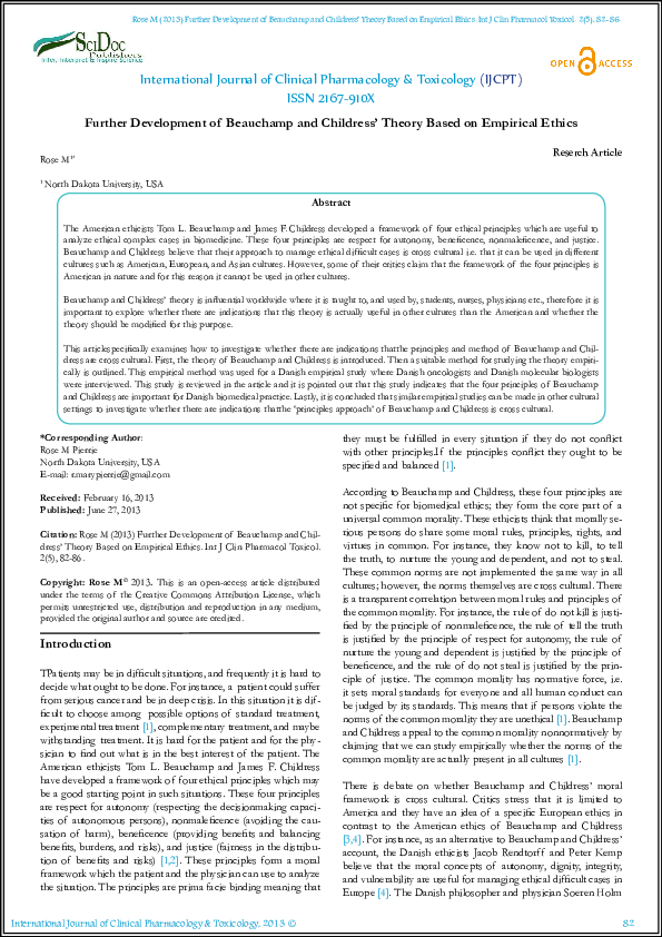 (PDF) Further Development of Beauchamp and Childress’ Theory Based on ...