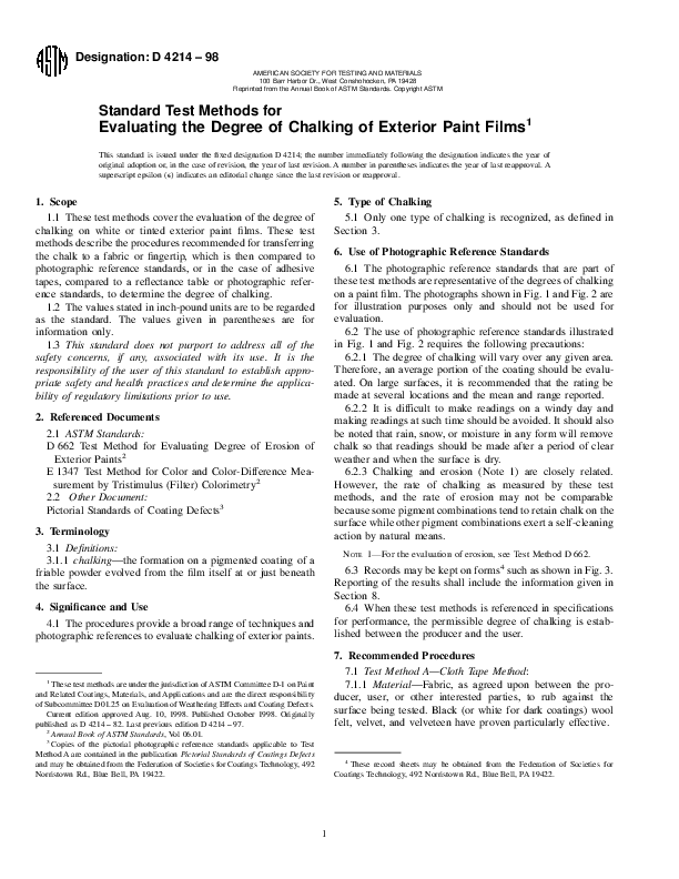 (PDF) Standard Test Methods for Evaluating the Degree of Chalking of ...