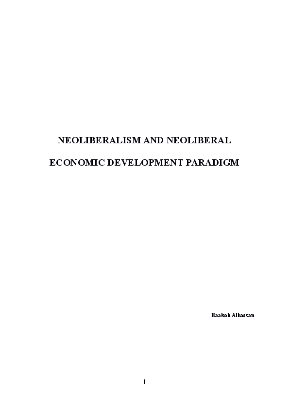 (DOC) NEOLIBERALISM AND NEOLIBERAL ECONOMIC DEVELOPMENT PARADIGM