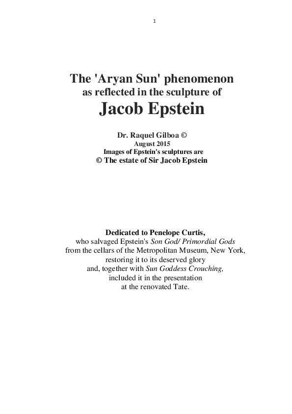 (PDF) The "Aryan Sun" Phenomenon, in the sculpture of Jacob Epstein