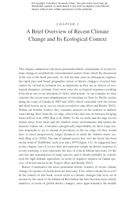 (PDF) Ecology of climate change: The importance of biotic interactions