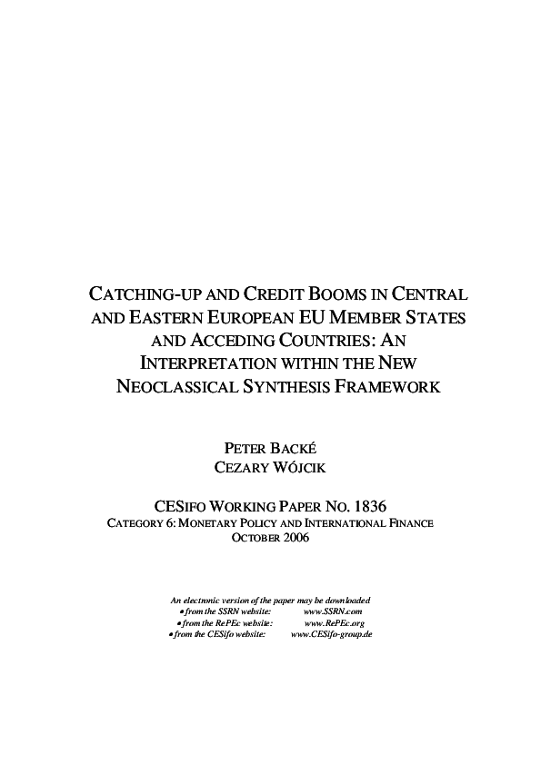 (PDF) Catching-up and Credit Booms in Central and Eastern European EU ...